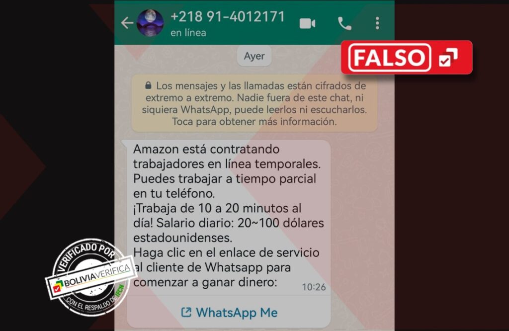 Esta oferta laboral no está vinculada a Amazon, se trata de una estafa ...